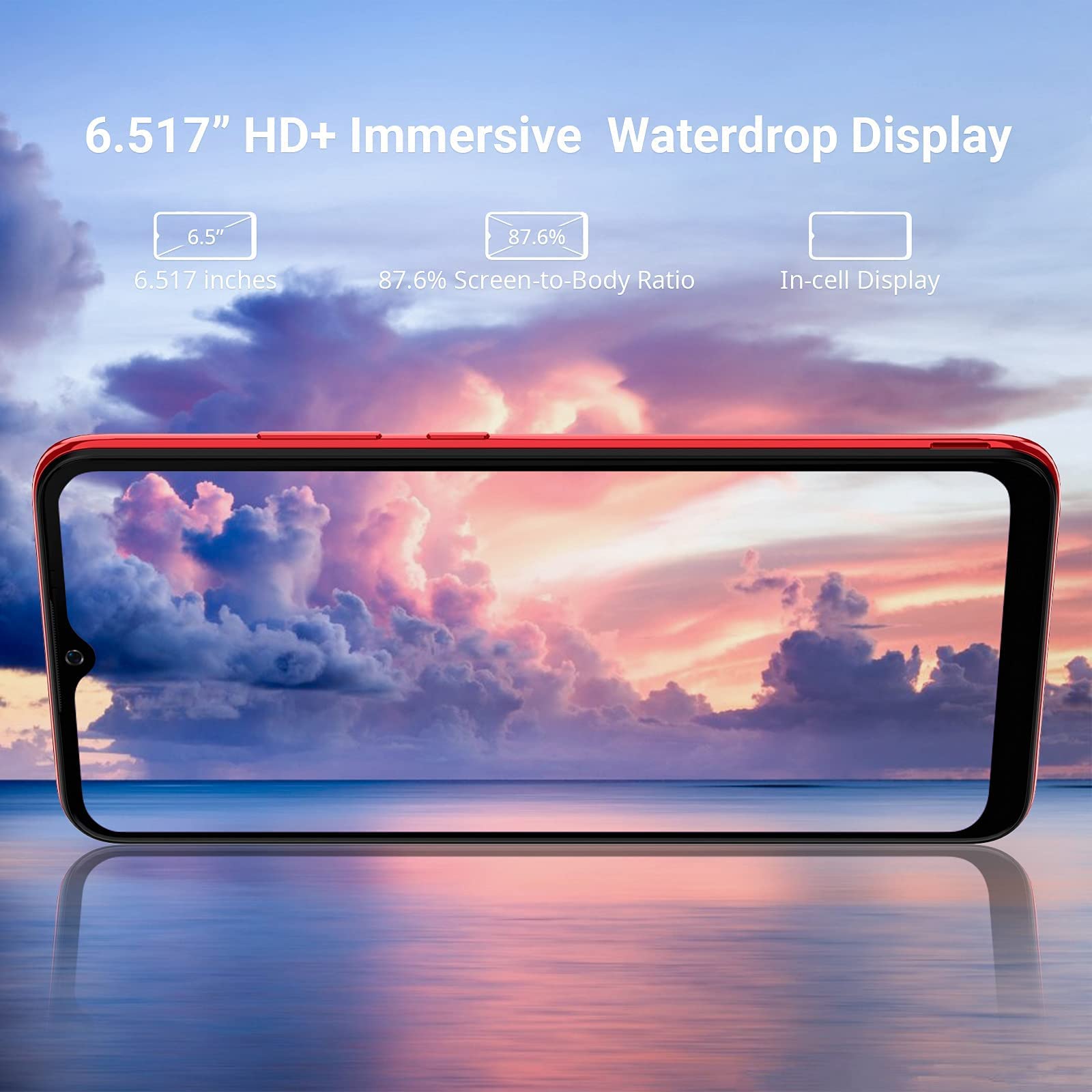 Blackview Android 11 Unlocked Cell Phone, A70, 6.5" Screen with 5380mAh Massive Battery Cell Phone with Octa Core 3GB 32GB, Dual SIM 4G Smartphone, Face Unlock Fingerprint Smartphone (Vermeil)