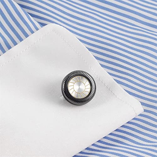 Black CD Piece Accessories Metal Cufflinks Men's French Alloy Brass Cufflinks (Color : A, Size : One Size) (A One Size)