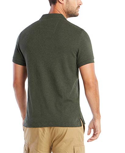 Nautica Men's Slim Fit Short Sleeve Solid Soft Cotton Polo Shirt, Moss Heather, Large