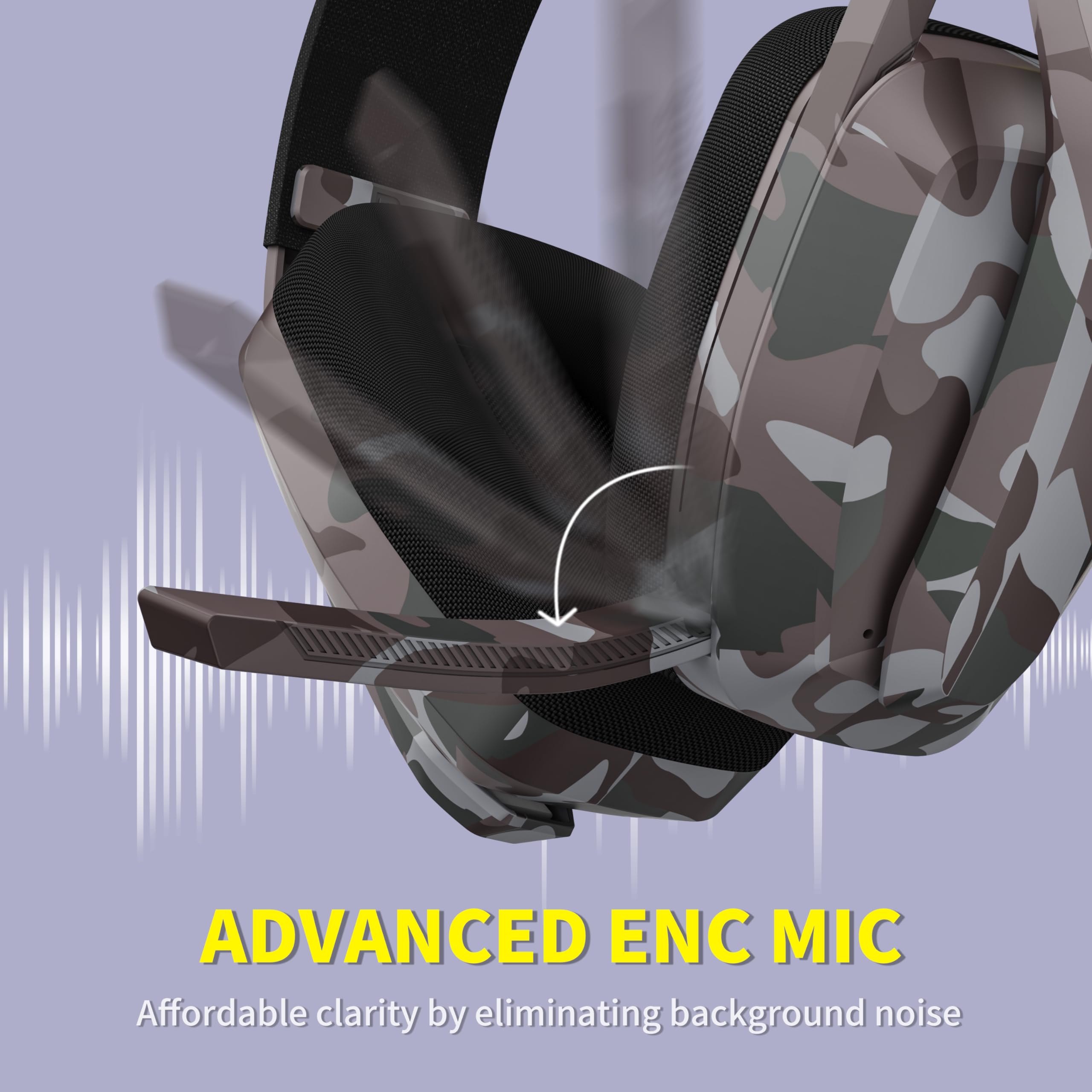 BINNUNE 2.4GHz Wireless Gaming Headset with ENC Noise Cancelling Mic for PS4, PS5, PC, Mac,Playstation 4 5, Bluetooth Gaming Headphones Gamer Headset with Flip Microphone for Laptop Computer