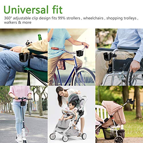Suranew Wheelchair Cup Holder - Portable Mobility Drink Holder - Compatible with Walker, Rollator, Transport Chair ,Scooter or Stroller - Easy to Install, Removable