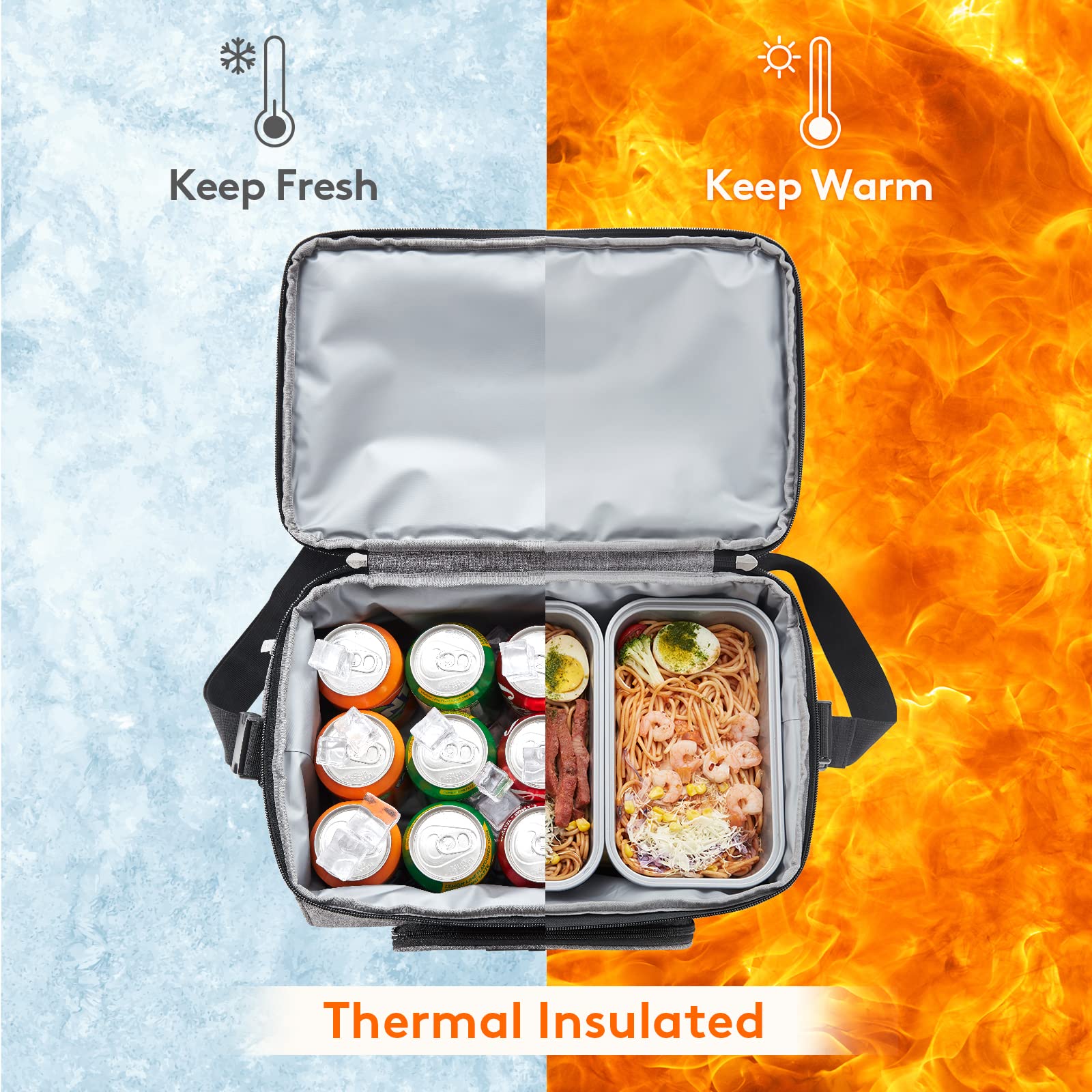 Lifewit Large Cooler Bag 27/32/48 Cans Insulated Lunch Bag Lightweight Portable Cool Bag Double Layer for Picnic, Beach, Work, Trip, Gray