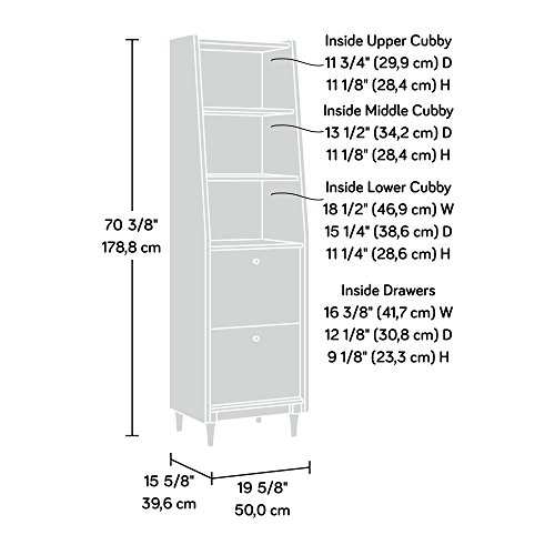 Sauder 2 tier Harvey Park Narrow Bookcase, Grand Walnut finish