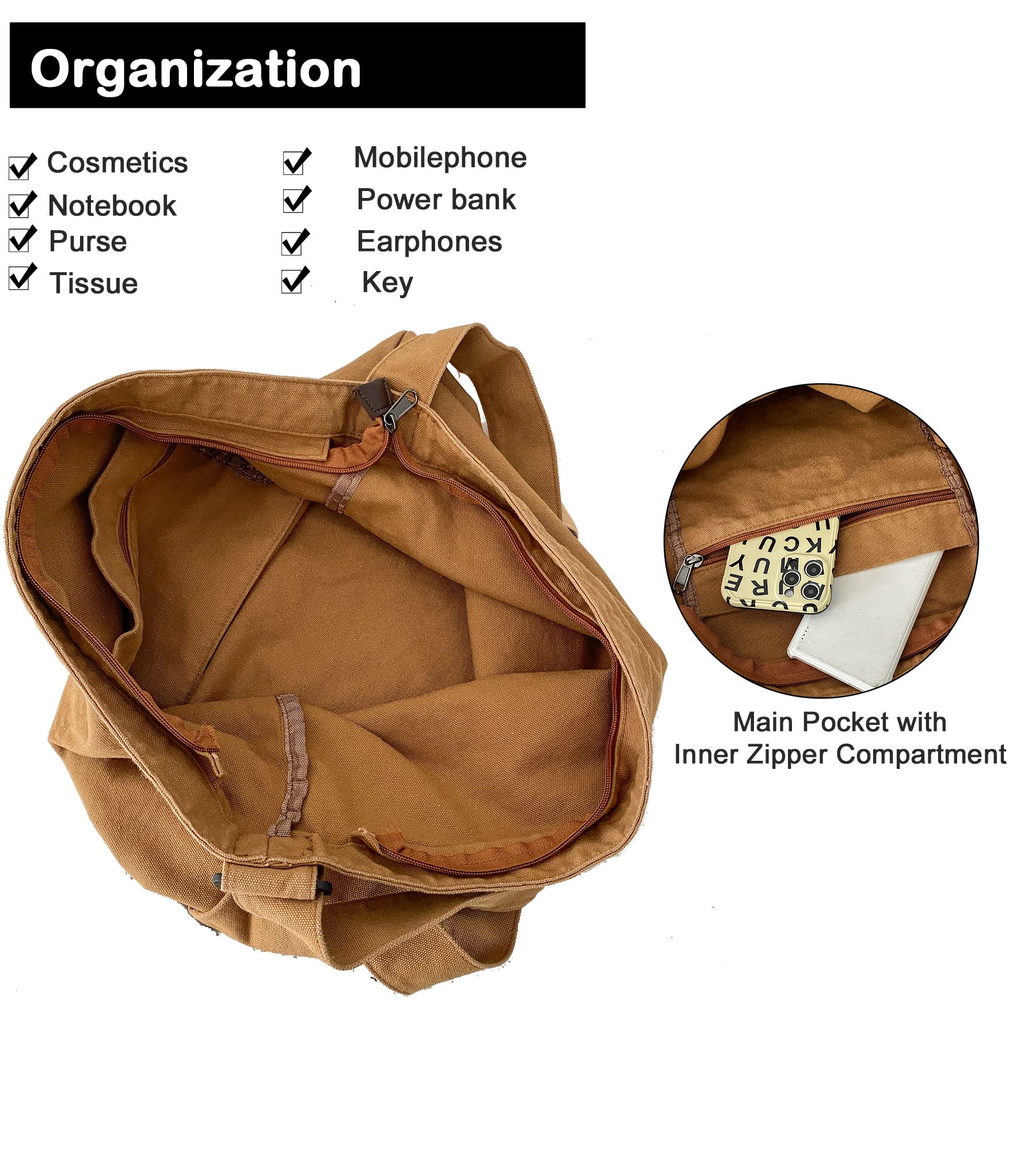 BASICPOWER Canvas Messenger Bag, Hobo Crossbody Shoulder Large Tote Bags Lightweight for Women and Men, Army Green