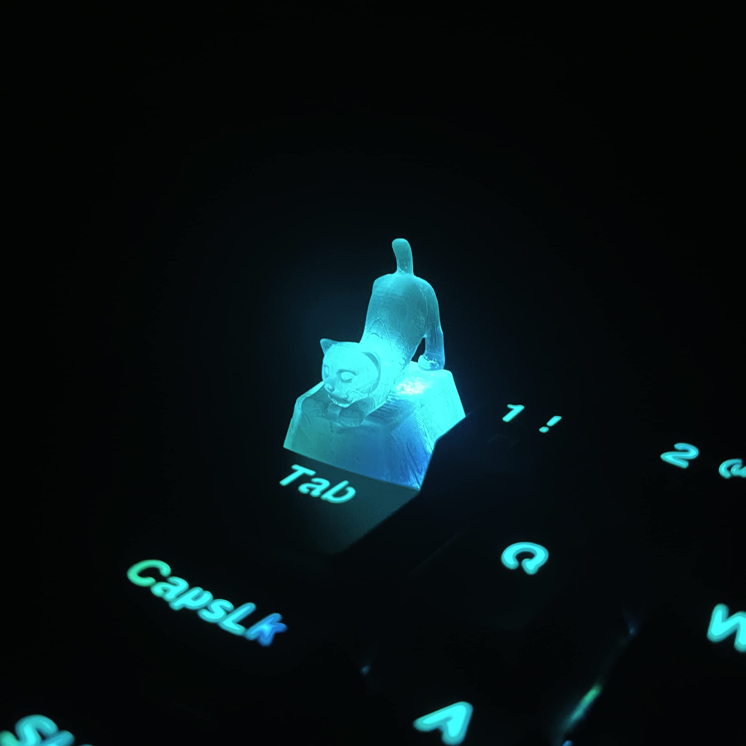 Custom Keycap for Mechanical Gaming Keyboard - Design CAT Playing - Artisan Cherry MX Made in Resin with Universal Compatibility - Unique Gift Idea (Cute Cat Playing)