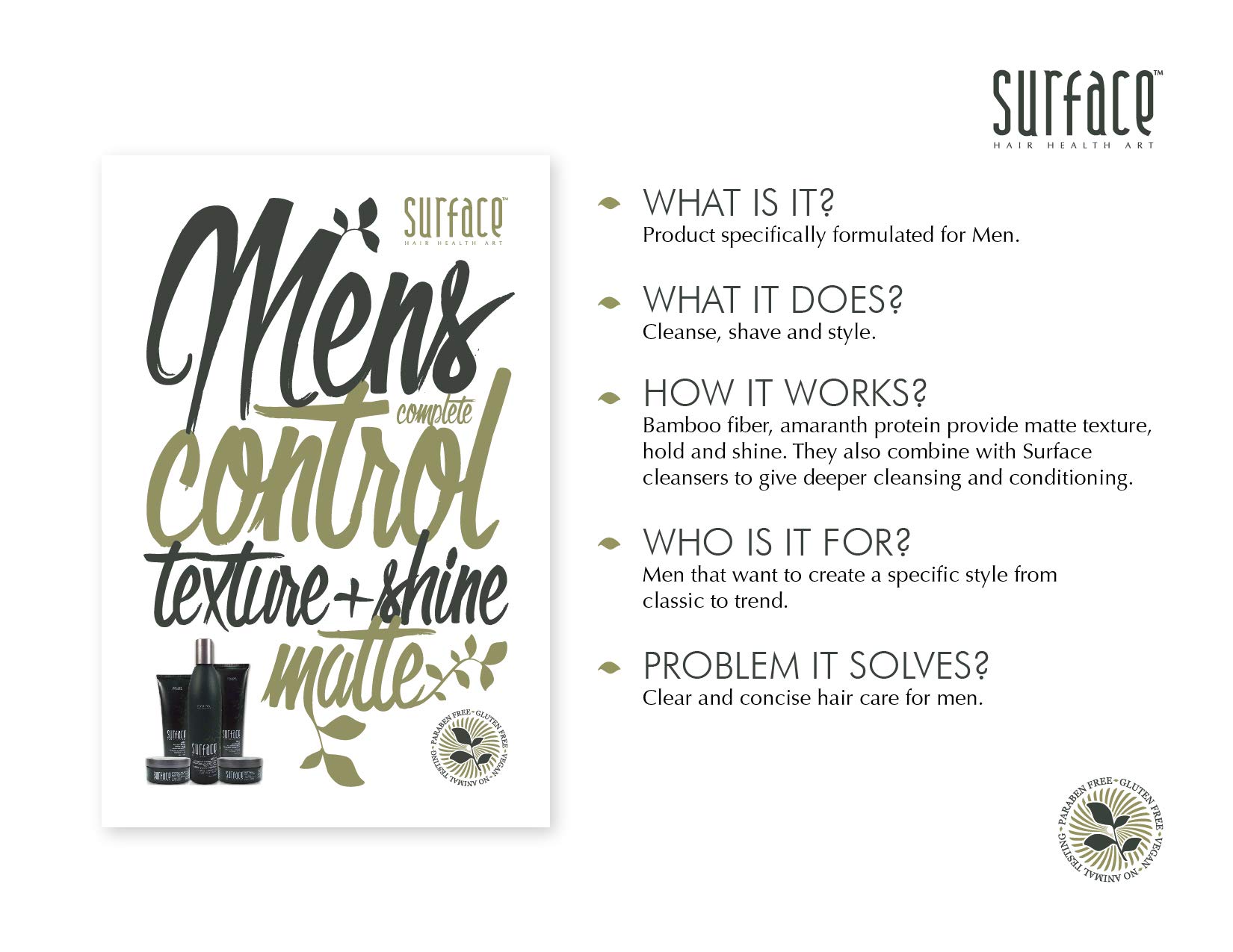 Surface Hair Men Shampoo and Body Wash, 10 oz
