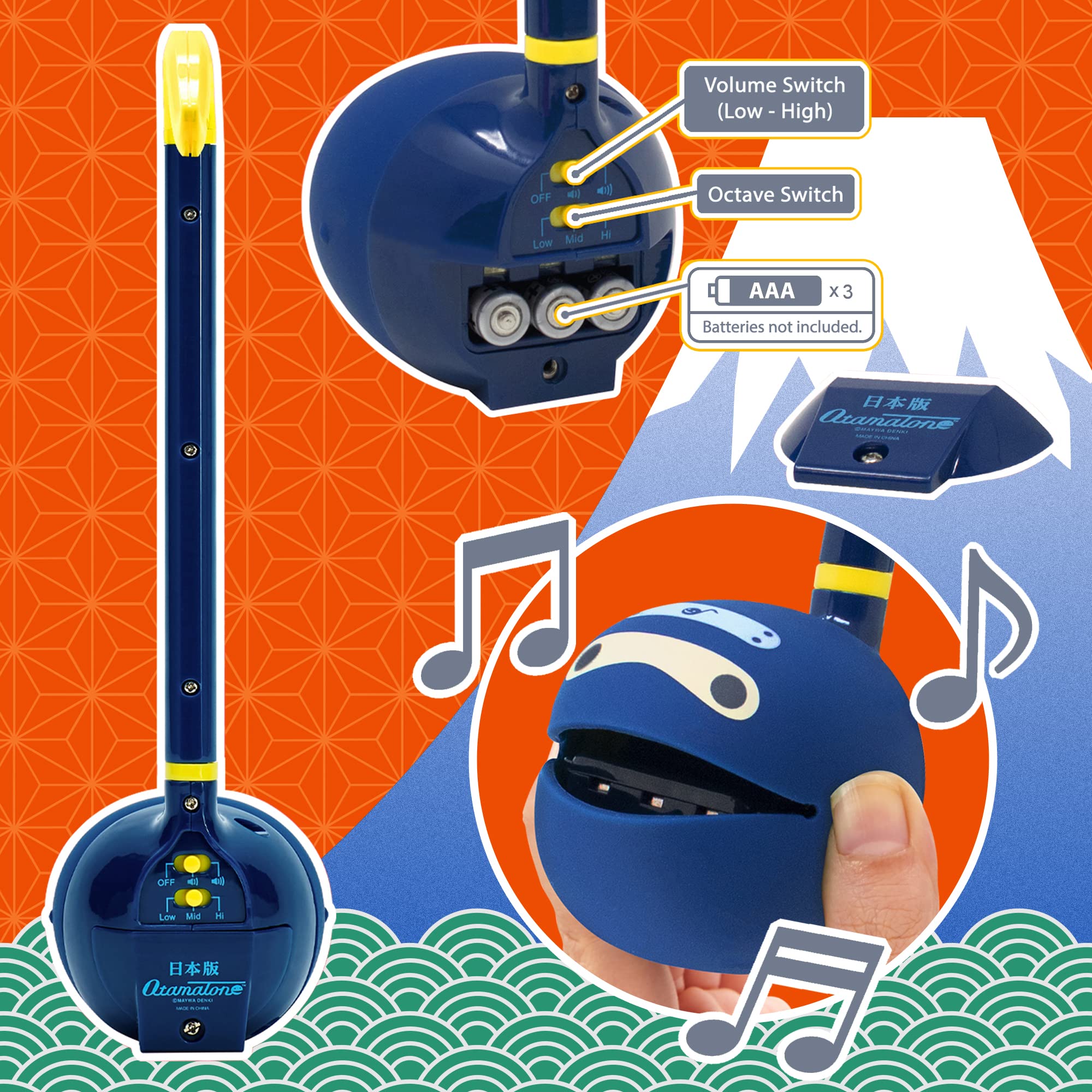 Otamatone Classic Ninja [Officially Licensed] Japanese Character Electronic Musical Instrument Portable Synthesizer from Japan Maywa Denki for Children Kids and Adults Gift