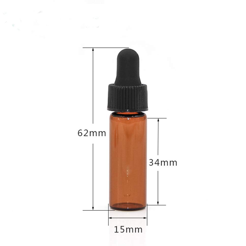Furnido Amber Dropper Bottle,1 Dram (4ml) 15 Pack,Glass Eye Dropper Refillable Essential Oil Vials Perfume Sample Test Bottle With Pure Dropper Tubes&Black Screw Cap Travel Cosmetic Container
