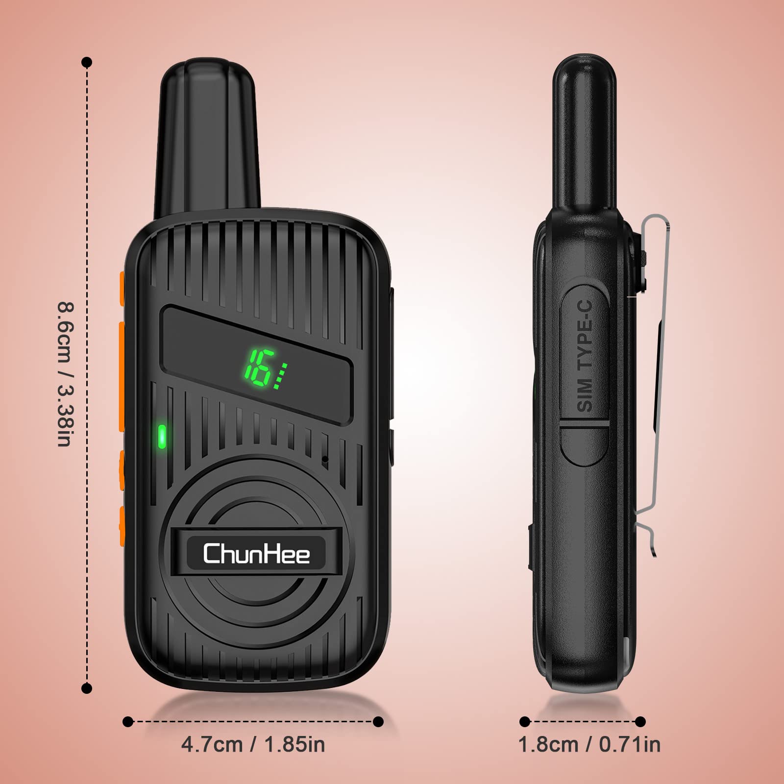 ChunHee Intercoms Wireless for Home-1.5 Mile Long Range Portable VOX Hands-Free Wireless Intercom System for Business-Room to Room Communication Elderly Intercom, 16 Channels, LCD Back-lit Display