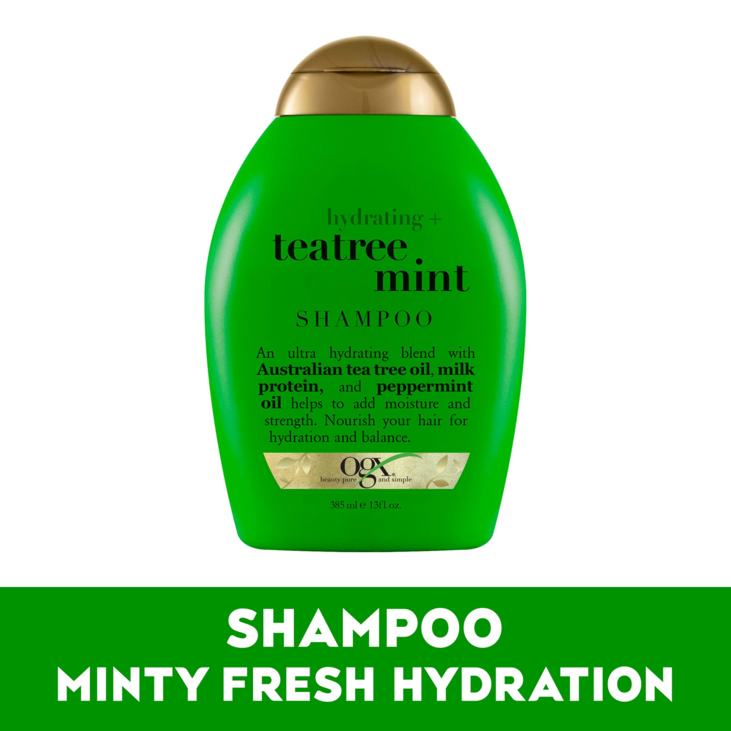 OGX Nourishing & Invigorating Shampoo with Tea Tree Oil, Peppermint Oil & Milk Proteins - Hydrating for Scalp, Paraben-Free & Sulfate-Free, 13 fl oz