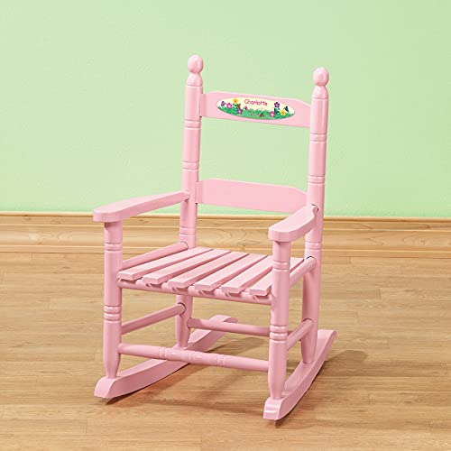 Fox Valley Traders Personalized Childrens Rocking Chair, Features Classic Rocker Design and Hardwood Construction, Pink Finish with Flowers & Buterflies Design