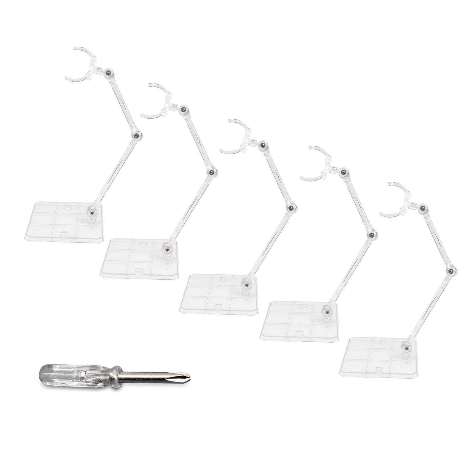 Linhoo Action Figure Stand, 5pcs Action Figure Display Compatible with HG RG SD SHF Gundam Stand 1/144 with Screwdriver