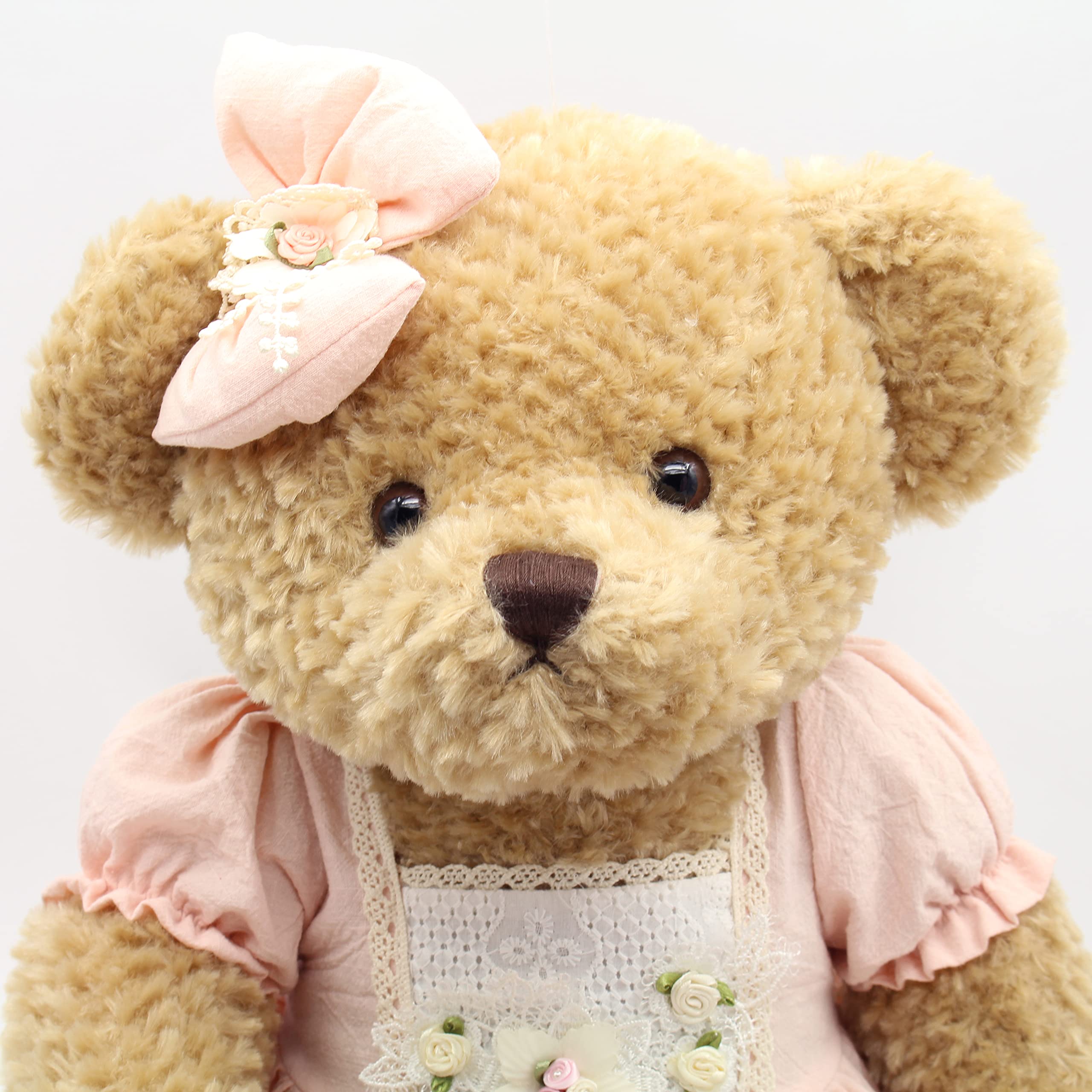 Oitscute Big Baby Teddy Bear with Cloth Cute Stuffed Animal Soft Plush Toy 25" (Pink&Brown)