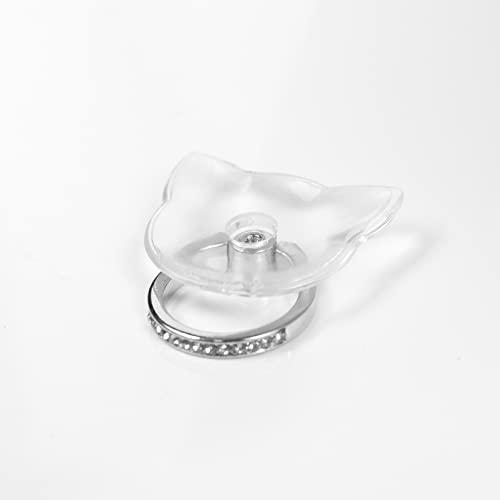 Clear Ring Holder Finger Stand Set of 2, Mavis's Diary Cute Bling Cell Phone Grip 360°Rotation Universal Luxury Crystal Metal Kickstand (Round & Star & Cat)