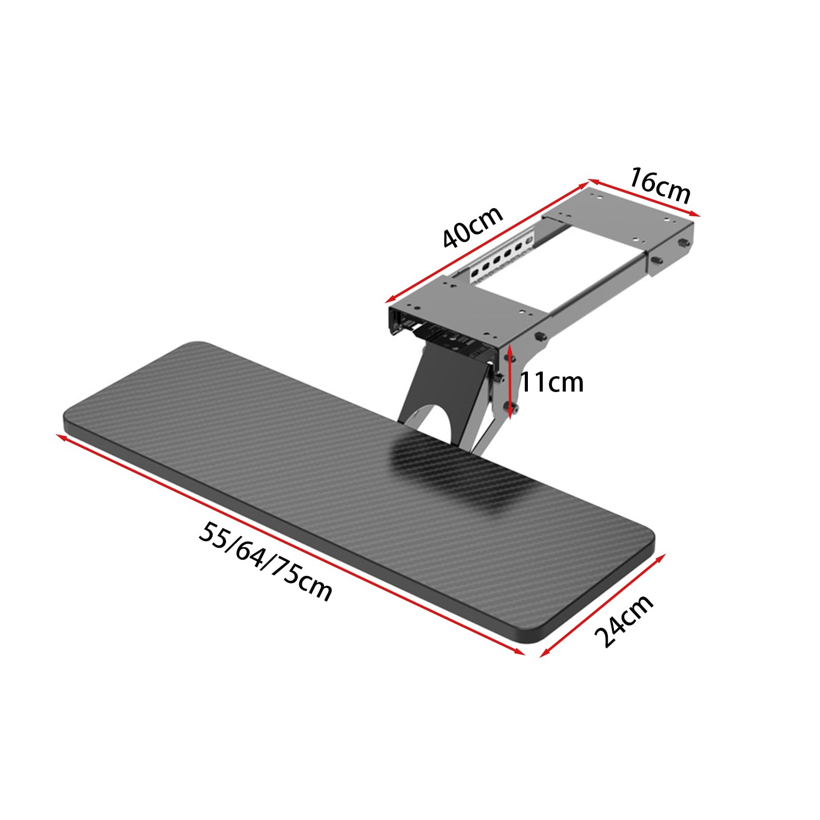 BBAUER Adjustable Keyboard Tray, Under Desk Keyboard Tray, Ergonomic Keyboard Tray, with Wrist Rest Pad, Easy Install Keyboard Stand