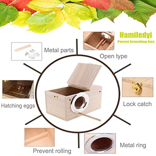 Hamiledyi Parakeet Nest Box 2Pcs Bird House Budgie Wood Breeding Box for Lovebirds, Parrot Mating Box