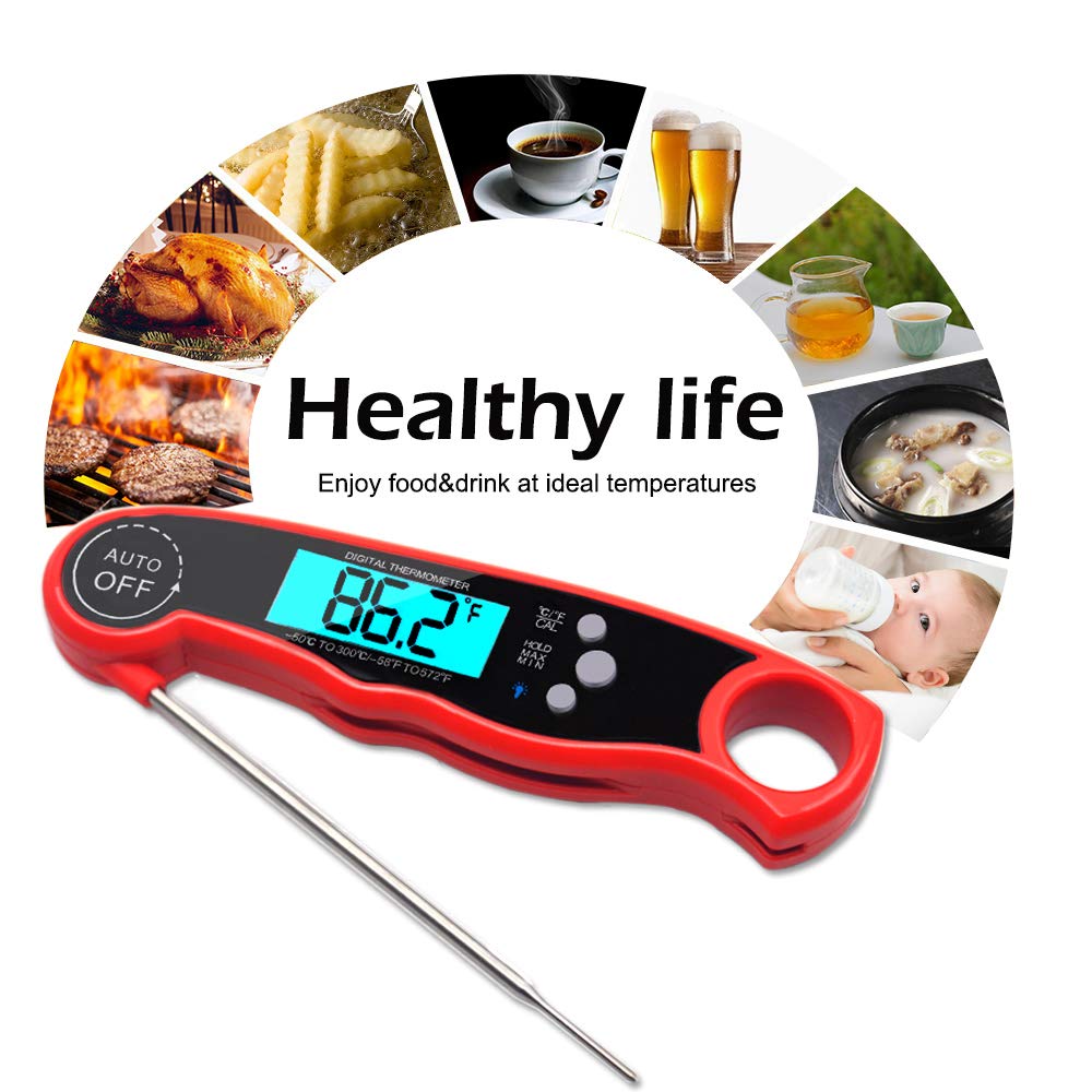 COKEA Instant Read Meat Thermometer for Grilling and Kitchen. Upgraded with Waterproof and Backlight Functions. Best Digital Meat Thermometer Probe-BBQ Cooking Baking.