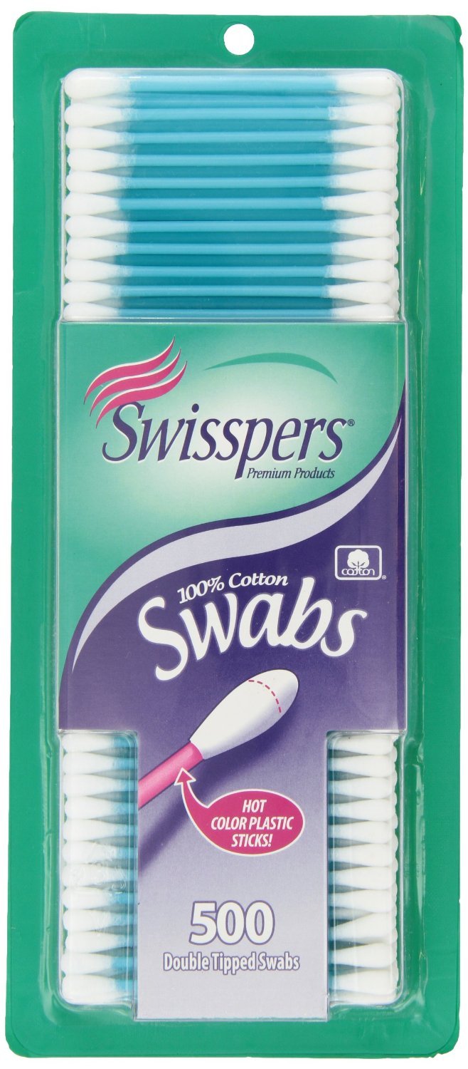 Swisspers Cotton Swabs 500 Count (Hot Color) (2 Pack)