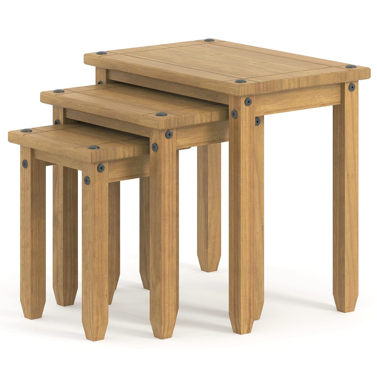 Furniture Dash - Small Coffee Table - Nesting Tables - Wood Nesting Tables - Small Coffee Tables for Living Room - Nesting Tables Set of 3 - (Brown)