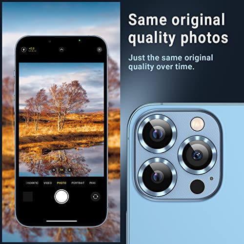 Korecase 2 Pack for iPhone 13 Pro & iPhone 13 Pro Max Camera Lens Protector Metal Tempered Glass Camera Cover,Whole Piece 9H Strong Stickiness Rear Camera Lens Case Friendly - Black