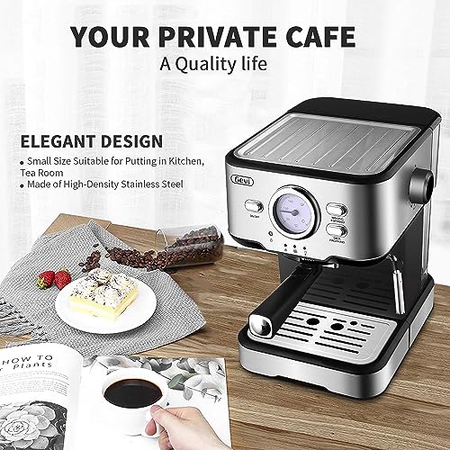 Gevi Espresso Machine, Espresso Maker with Milk Frother Steam Wand, Compact Espresso Super Automatic Espresso Machines for home with 34oz Removable Water Tank for Cappuccino, Latte