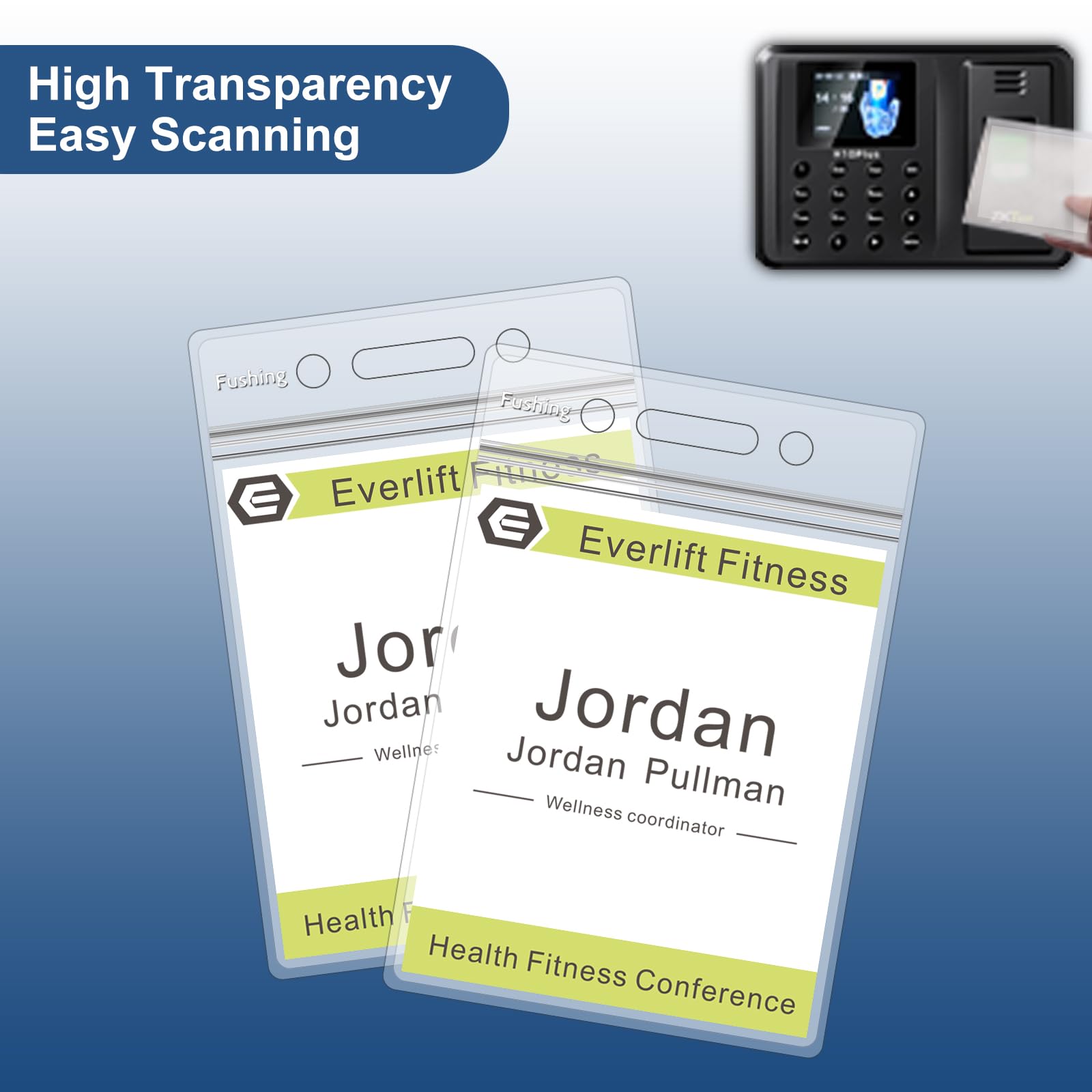 Fushing Pack of 50 Clear Plastic Vertical Badge Holders, Name Tag Holders, Card Holders (S)