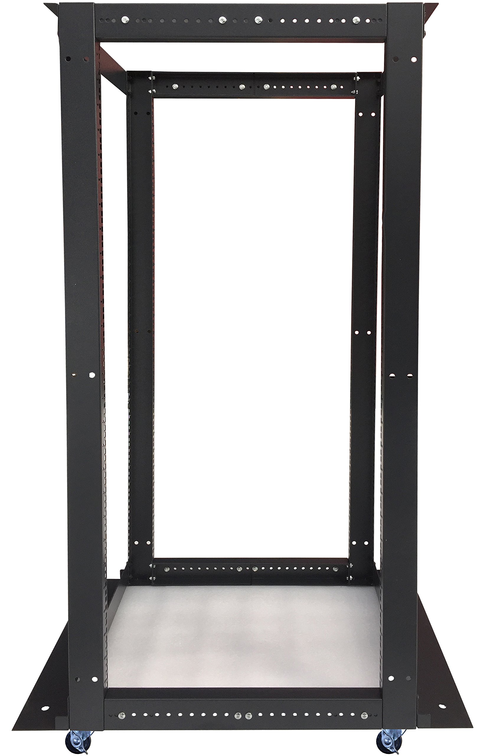 Sysracks 4 Post Open Frame Server Rack Mobile Relay with Wheels Casters for 19" Network Server AV IT Equipment Gear Rack Cabinet Adjustable Depth 24"-37" (32U (62" H x 21" W))
