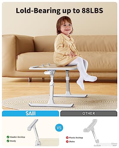 Laptop Desk for Bed, SAIJI Lap Desks Bed Trays for Eating Writing, Adjustable Computer Laptop Stand, Foldable Lap Table in Sofa and Couch(23.6 x 13Teak