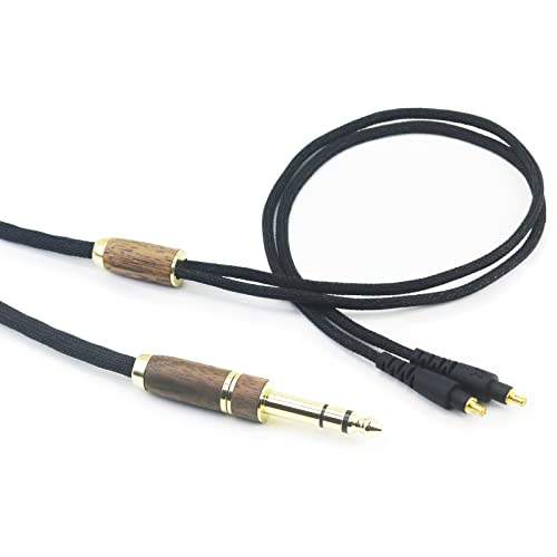 NewFantasia Replacement Audio Upgrade Cable 6N OCC Copper Silver Plated Cord Compatible with Audio-Technica ATH-MSR7b ATH-SR9 ATH-ESW990H ATH-ES770H Headphone Walnut Wood Shell & 6.35mm Adapter