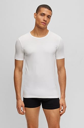 BOSS Hugo Mens T-Shirt Rn 2p Co/El 10194356 01 Boxer Briefs, White, Small US