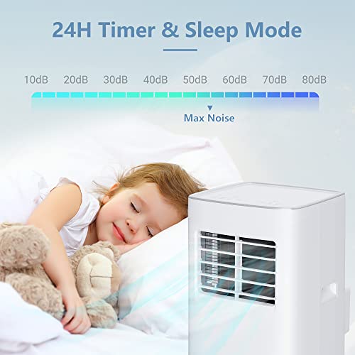 EUHOMY Portable Air Conditioner 8000 BTU 3-1 Floor Air Conditioners Cooling Quiet AC Unit for Room with Window Installation Kit with Remote Control for 250 sq. ft. Roomt,White