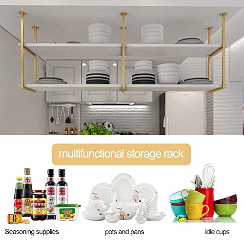Ceiling Shelf Industrial Retro Kitchen Shelves, Ceiling Iron Pipe Shelves Hung Bracket DIY Storage Shelving, with Planks, for Kitchen Bar Restaurant Flower Stand Wine Racks ( Size : 150x30x80cm )