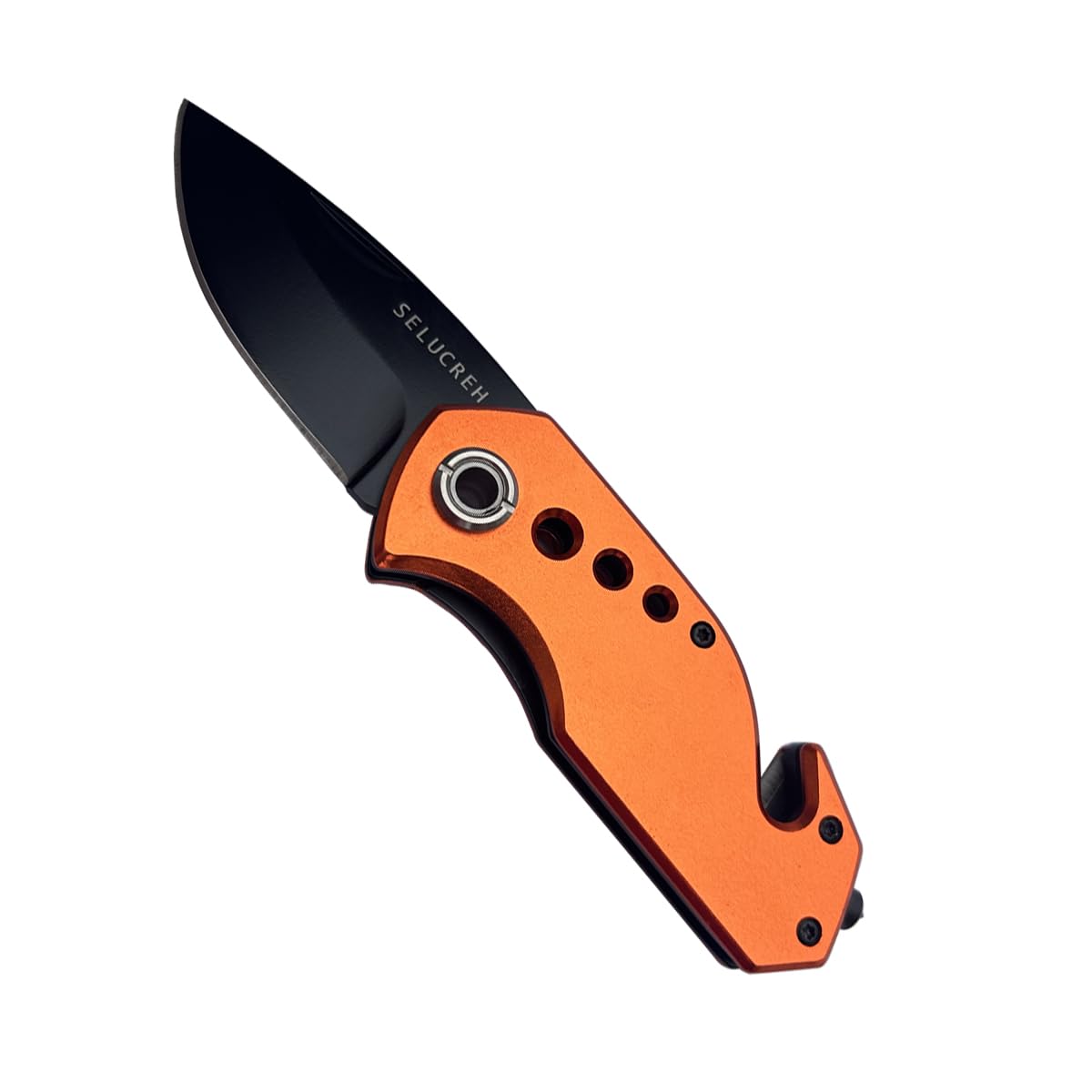 SELUCREH Pocket Knife for Men, Folding Knives with Seat belt Cutter,Glass Breaker, Household, Workshop,Pocket Clip for Men,Sharp Camping Survival Hiking,(Orange)
