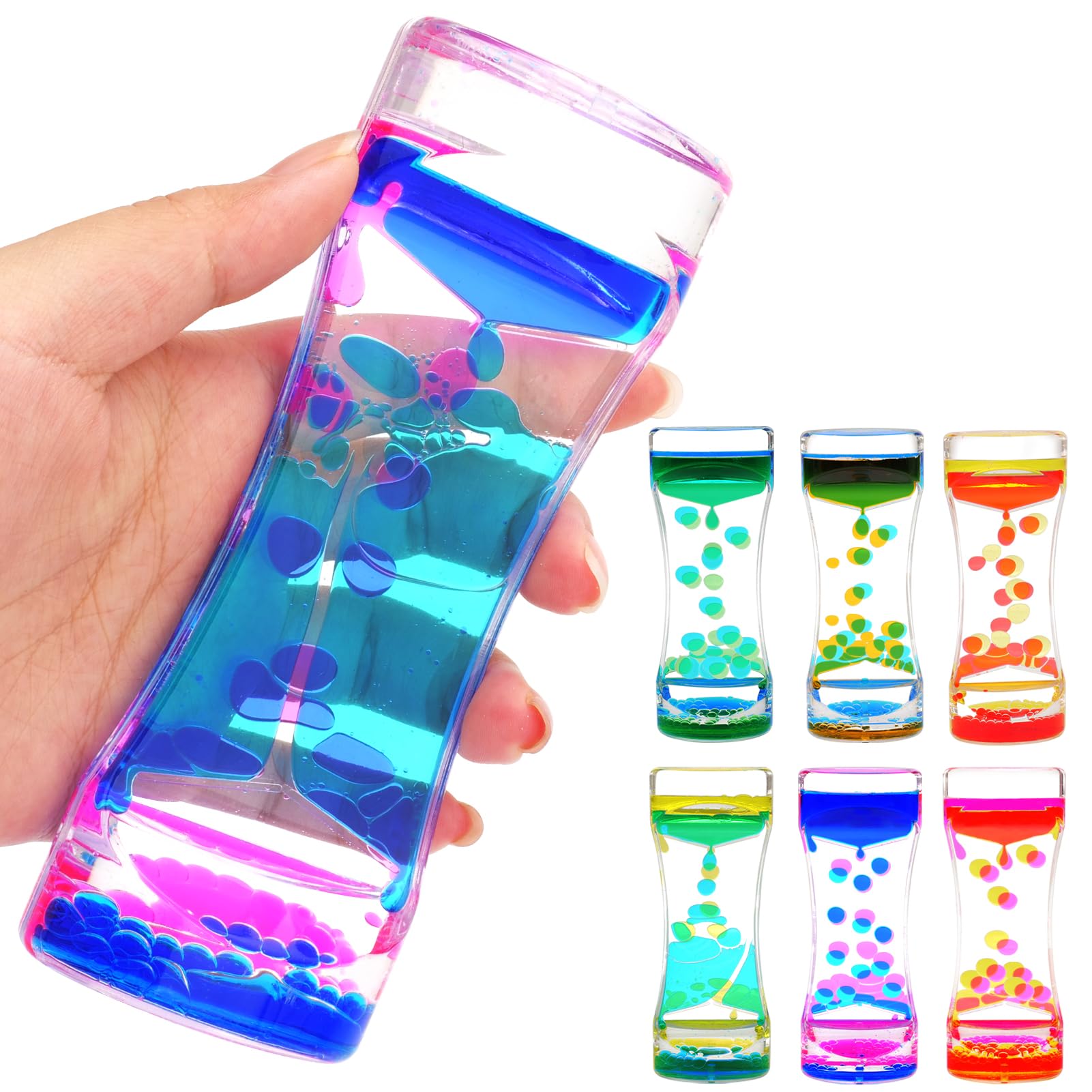 Liquid Timer - Sensory Toy for Relaxation, Liquid Motion Bubbler Timer with Floating Color Lava Lamp, 3-Pack Incredibly Effective Calming Stress Relief Hourglass Toy for Kids & Adults, Autism & ADHD