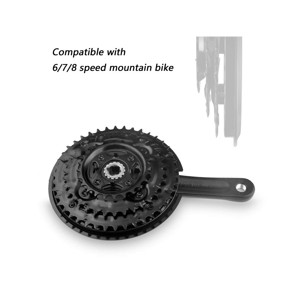 Bibike 6/7/8 Speed Mountain Bike Crankset 170mm Square Diamond Hole Crank 24/34/42T Chainrings