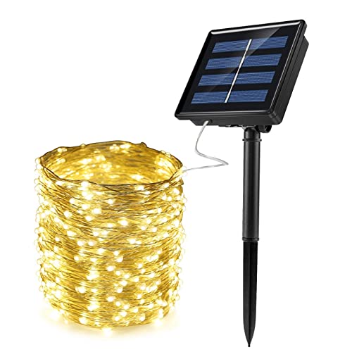 Outdoor String Lights Solar String Lights Garland Christmas Decorative 8 Modes Fairy Lights Copper Wire Lights for Outdoor Wedding Homes Party Garden ( Emitting Color : Warm White , Wattage : 200LED )