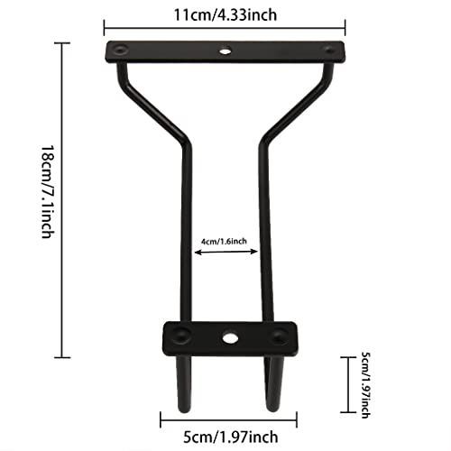 Dianoo 18cm Black Wine Glass Rack Under Cabinet, Wine Glass Holder Under Shelf, Hanging Stemware Holder For Bar Dining Room, 1 Row