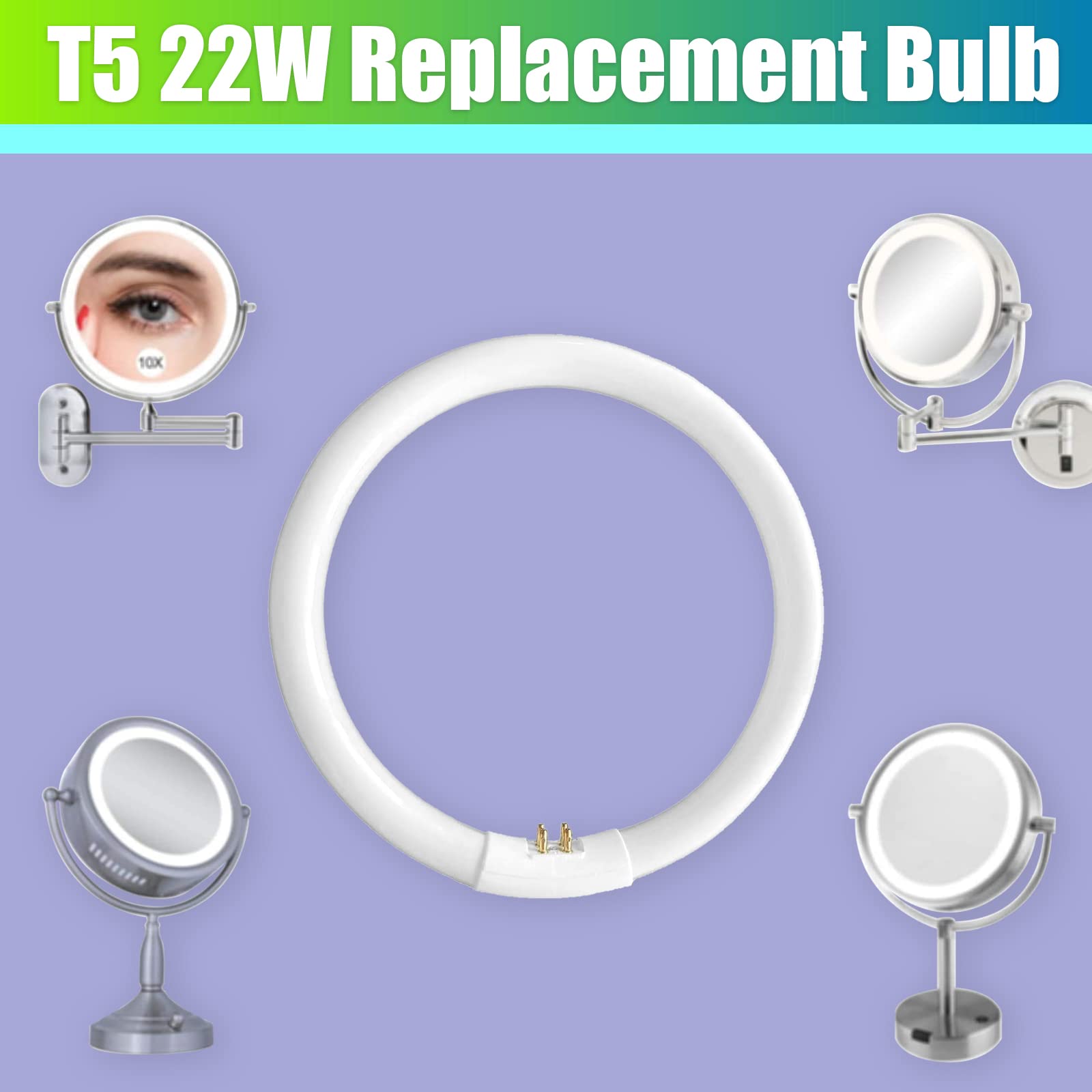 Celiwace 7 inch T5 22W Circular Fluorescent Bulb FCL Round Light Replacement for Zadro Floxite Rialto Daylight 2 Pack