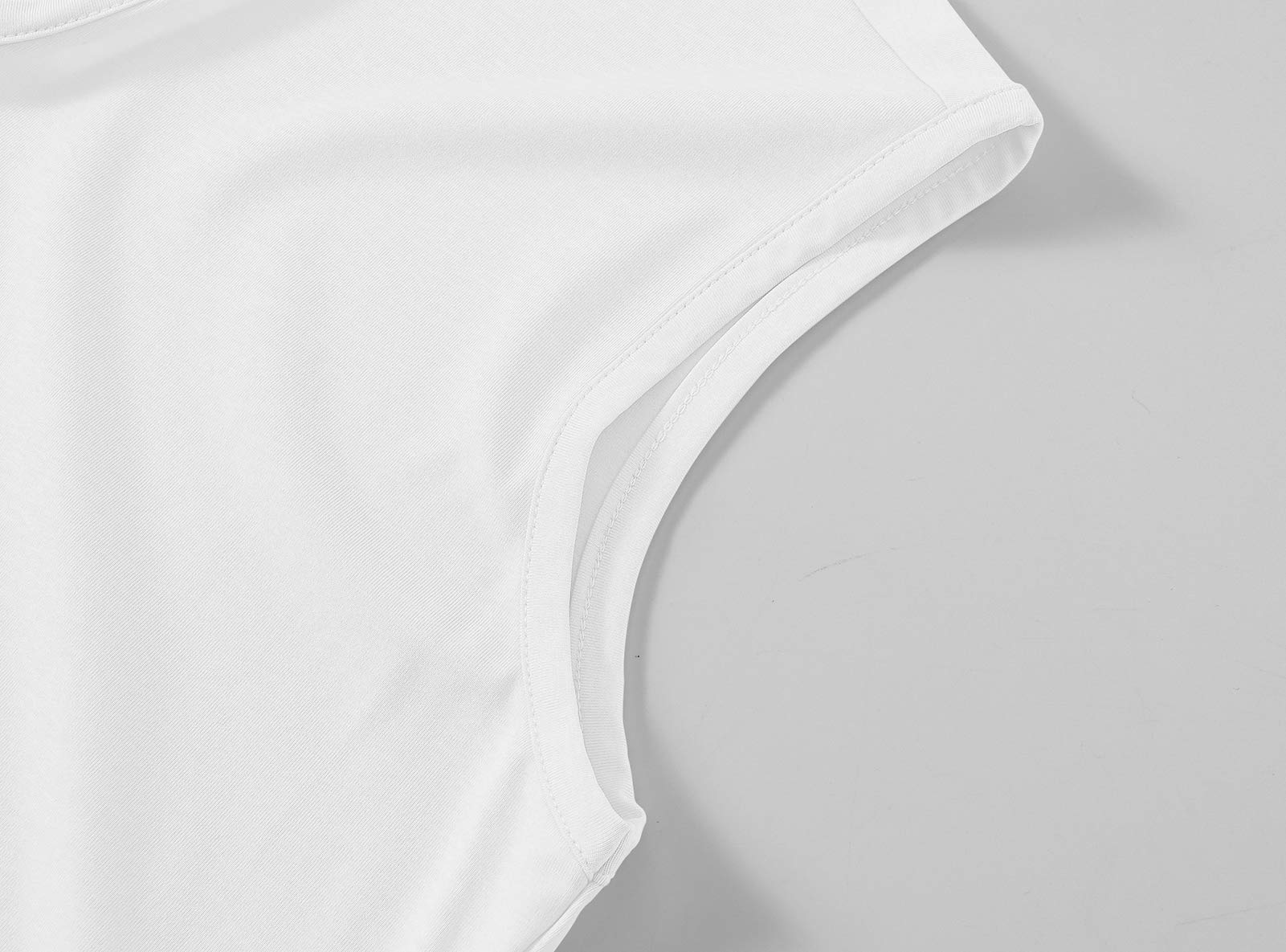 BASUDAM Women's Sleeveless Golf Polo Shirts V-Neck Collarless Tennis Athletic T-Shirts Quick Dry White XL