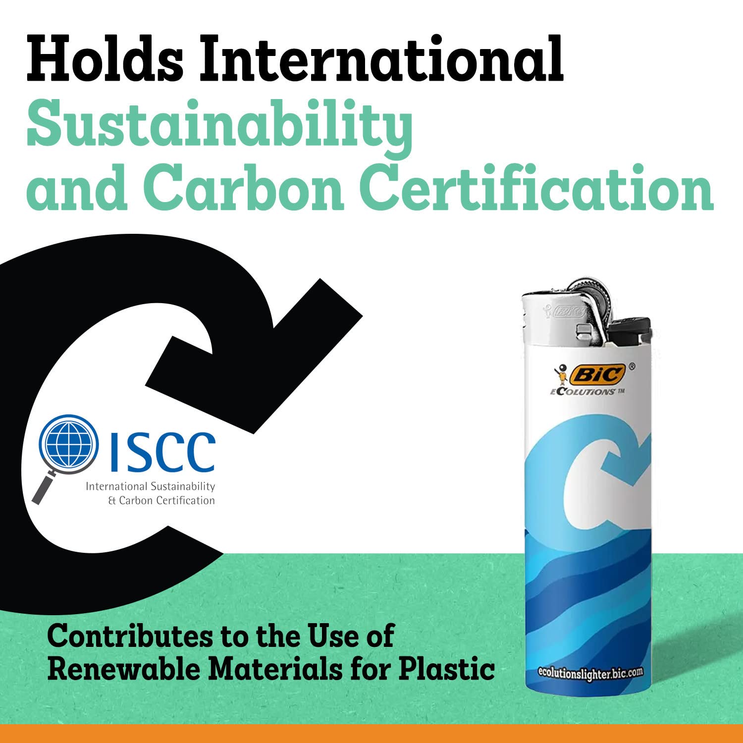 BIC Ecolutions Maxi Pocket Lighter, 6-Pack of Ecofriendly Candle Lighters, 100% Recycled Packaging and 55% Recycled Metal, 30% Carbon Offset