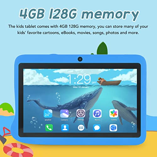CHICIRIS Reading Tablet, 5G WiFi Blue Tablet 7 Inch 4GB RAM 128GB ROM for Gaming (Blue)