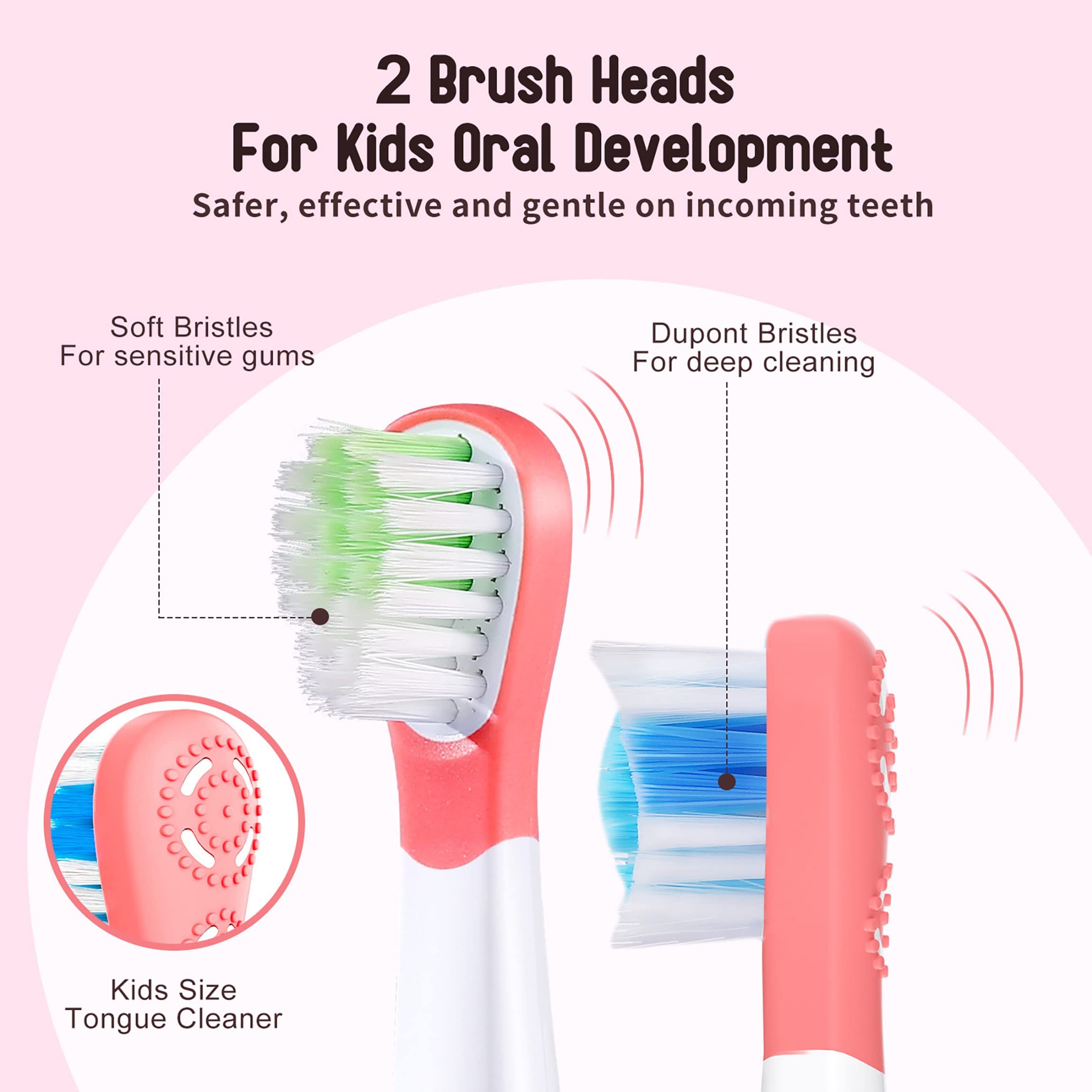 COSLUS Kids Sonic Rechargeable Electric Toothbrush - Interactive, Smart LED Light, Cute Cartoon Characters, 3 Cleaning Modes, 2 Minute Timer, IPX7 Waterproof, 2 Soft Bristle Heads, Blue