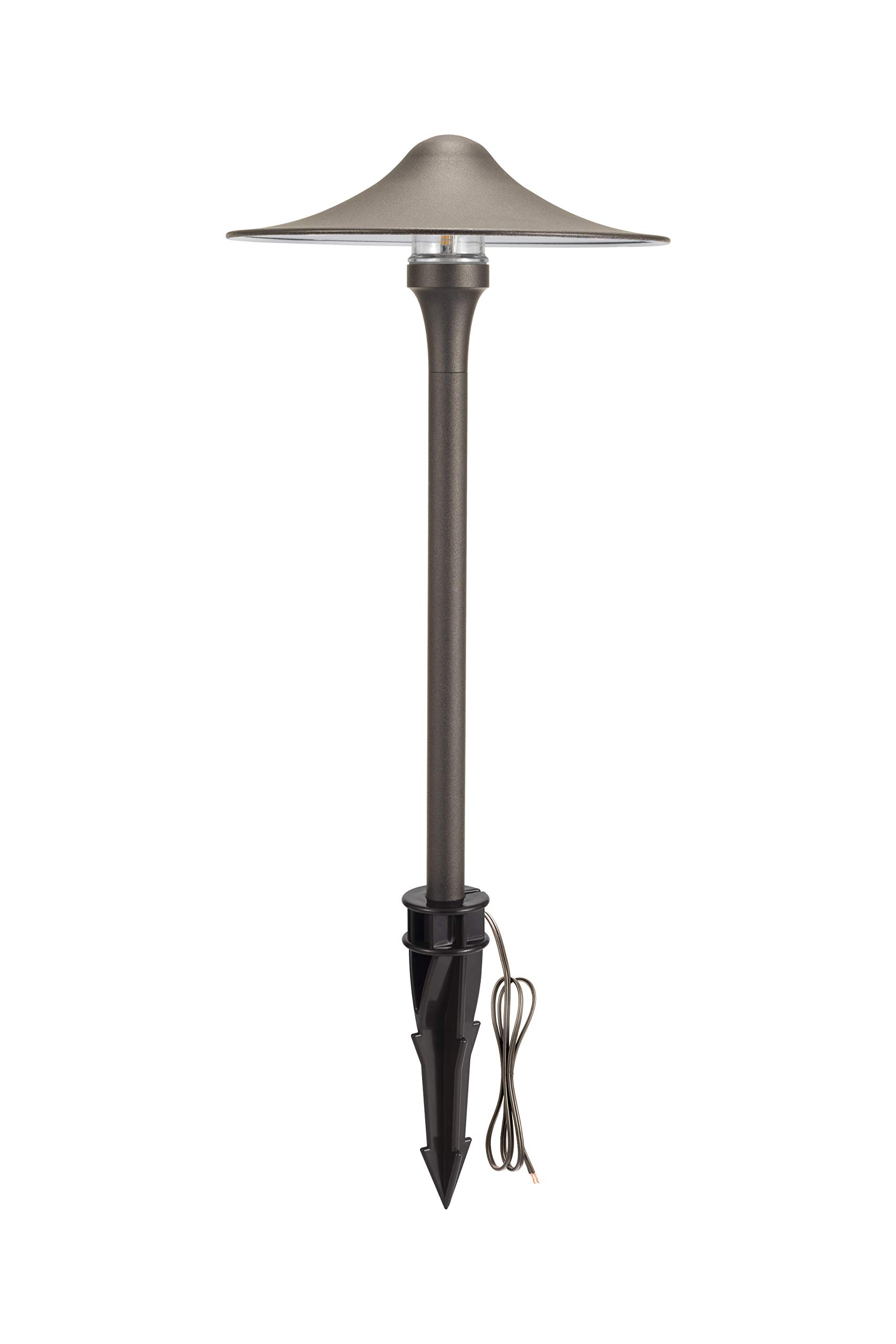 LIT-PaTH LED Landscape Pathway Light, 12V Low Voltage, 2W 170 Lumens, for Outdoor Yard Lawn, Die-cast Aluminum, Water-Proof, Bronze Finish-3000K, Large Cap, 2-Pack