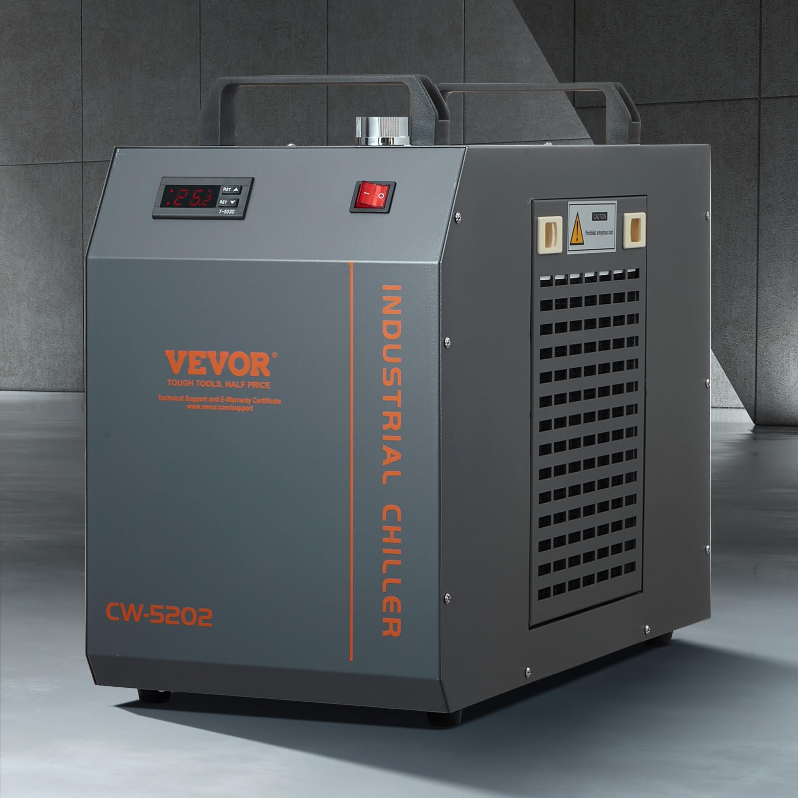 CW-5202 Industrial Water Chiller, 2.28HP 4.75gpm Cooling System with Built-in Compressor 7L Water Tank Capacity, for 40w-180w CO2 Laser Engraving & Cutting Machines
