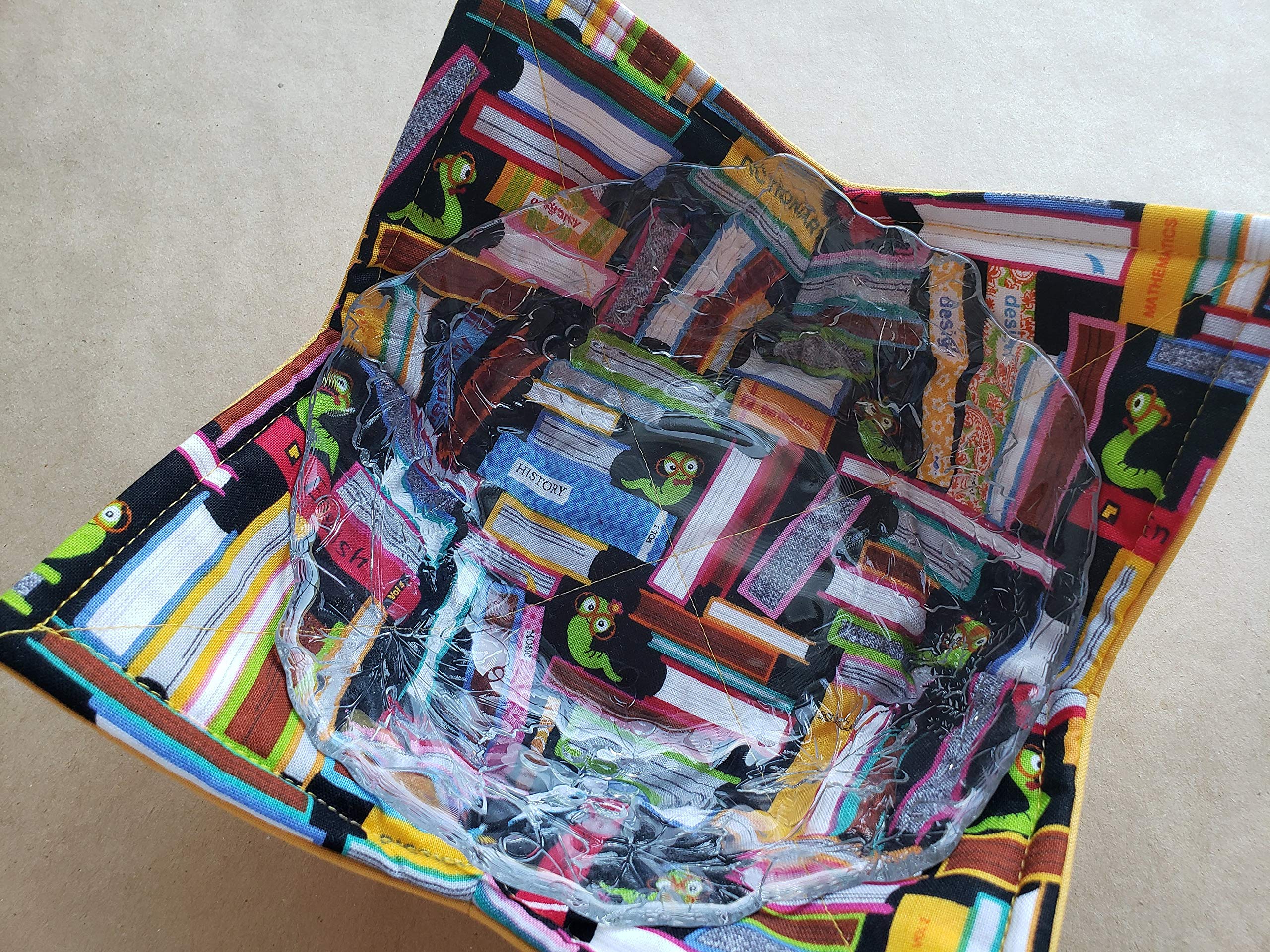Bookworm Microwave Bowl Cozy Books Library Librarian Bibliophile Reversible Microwave Soup Bowl Holder Handmade Housewarming Hostess Gifts Under 10
