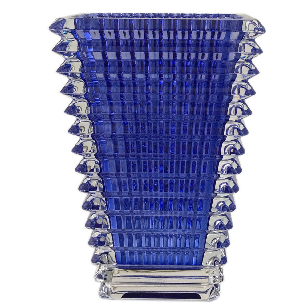 Baccarat Crystal Rectangular Eye Vase - Blue