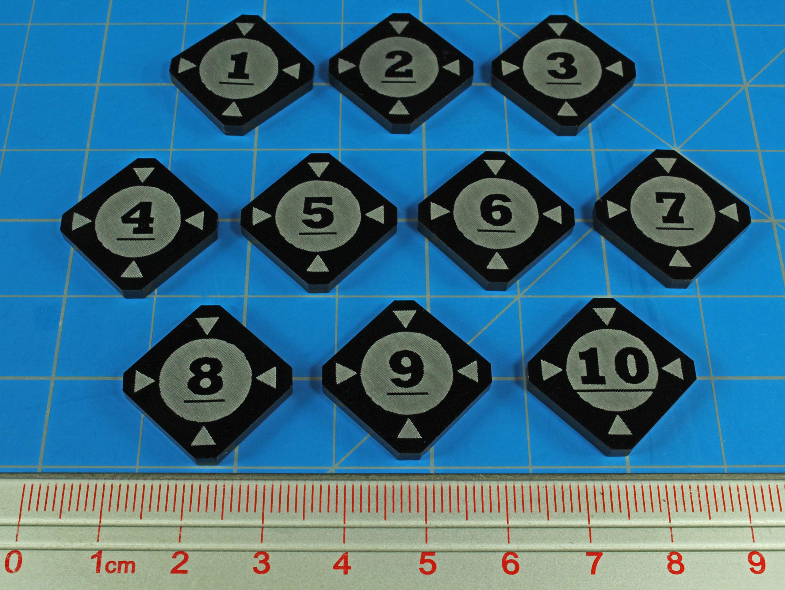 LITKO Space Fighter Target Lock Token Set | Ship Number | Compatible with Star Wars: X-Wing (Double-Sided #1-10, Black)