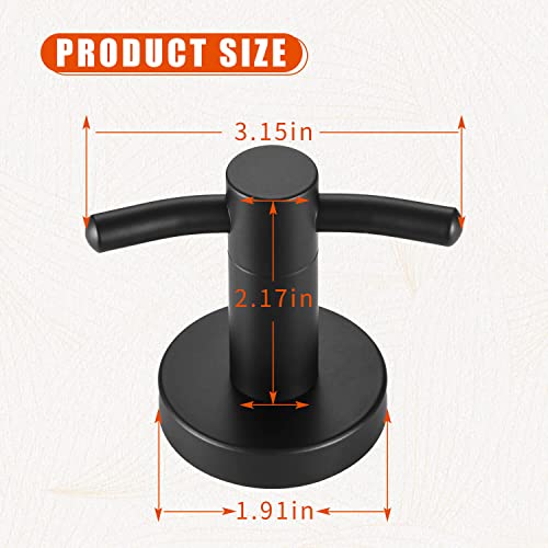glewou Towel Hooks, Matte Black Stainless Steel Double Wall Hooks, Heavy Duty Wall Mounted Hook for Hanging Coat, Robe, and Hanger for Bathrooms, Bedroom, Kitchen, Garage (2 Pack)