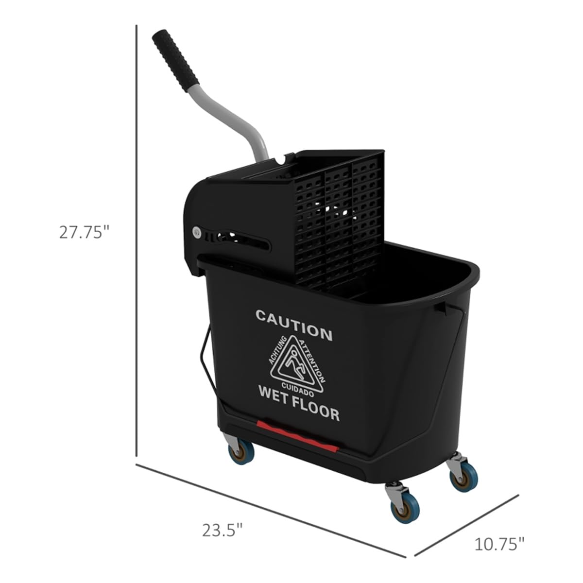 Commercial Mop Bucket with Wringer on Wheels, 21 quart Plastic Tandem Mopping Bucket Dirty Water Separator for Home Office Floor Cleaning