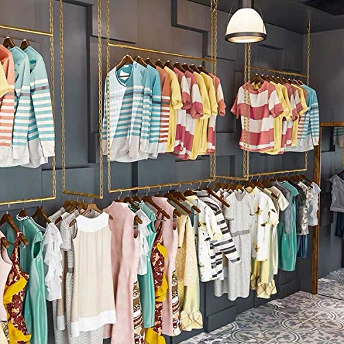 Ethemiable 2 Pcs Creative Adjustable Height Clothing Storage Chain Garment Rack, Wedding Dress Hanging Rack, Boutique Clothes Store Display Shelf, Bathroom Organization Towel Rack (Gold, 24" L)